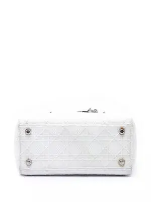 Dior Canvas Cannage Lady D Lite Satchel - White