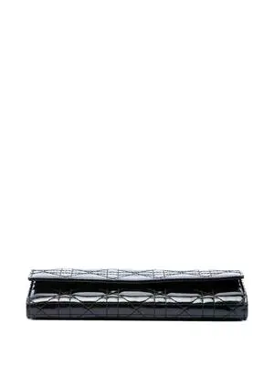 Dior 2012 Patent Cannage Lady Wallet On Chain Handbag - Black