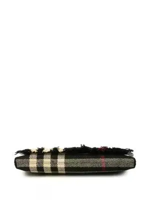 Burberry Exploded Check Wool Fringe Shoulder Bag