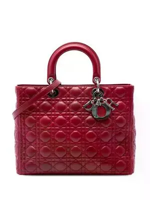 Dior Lambskin Cannage Lady Satchel - Red