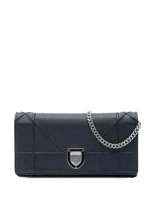 Dior Grained Calfskin Diorama Croisiere Wallet On Chain Crossbody Bag - Black