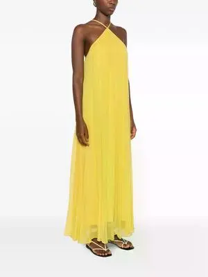 Staud Dasha Pleated Halterneck Maxi Dress