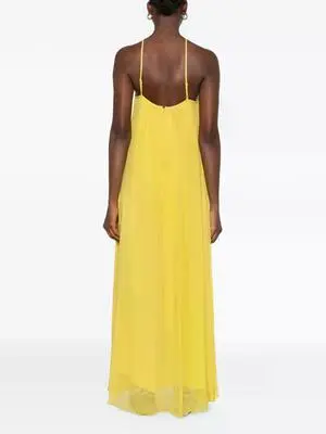 Staud Dasha Pleated Halterneck Maxi Dress