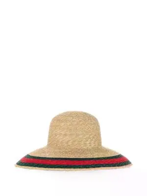 Gucci Web-stripe Straw-effect Sun Hat - Neutrals