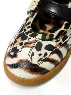 GANNI Buckled Ballet Flats With Animal Print