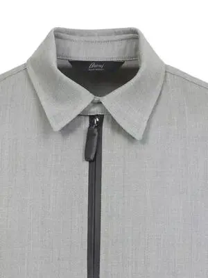Brioni Iridescent Wool Zip-up Jacket - Grey