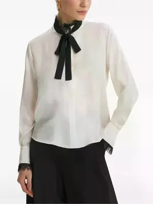 FRAMBOISE Dion Lace-trim Pussy-bow Blouse