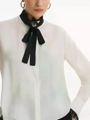 FRAMBOISE Dion Lace-trim Pussy-bow Blouse