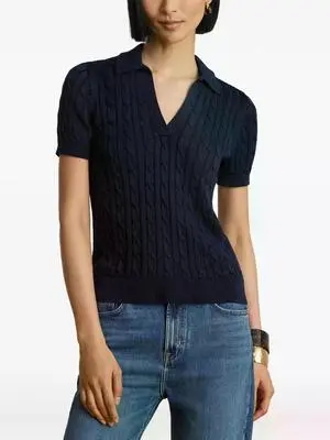 Ralph Lauren Navy Cable Knit T-shirt - Blue
