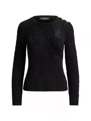 Ralph Lauren Button-trim Cable-knit Sweater - Black
