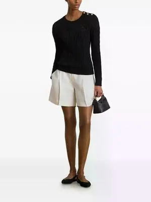 Ralph Lauren Button-trim Cable-knit Sweater - Black