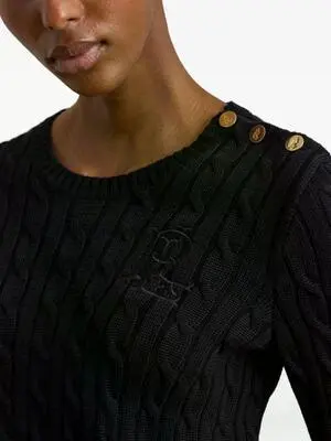 Ralph Lauren Button-trim Cable-knit Sweater - Black