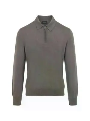 Brioni Quarter-zip Wool Polo Shirt - Grey