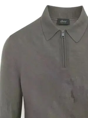 Brioni Quarter-zip Wool Polo Shirt - Grey