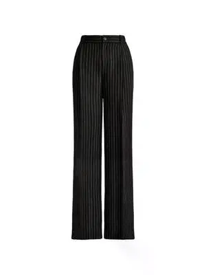 Ralph Lauren Chalk-stripe Linen Palazzo Pants