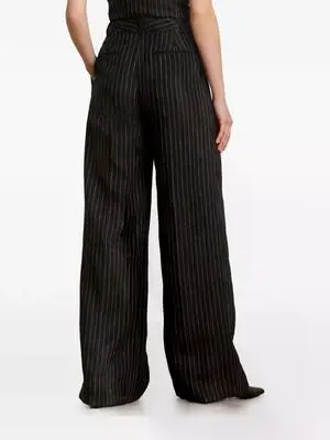 Ralph Lauren Chalk-stripe Linen Palazzo Pants