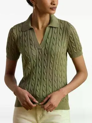 Ralph Lauren Cable-knit Short-sleeve Polo Sweater