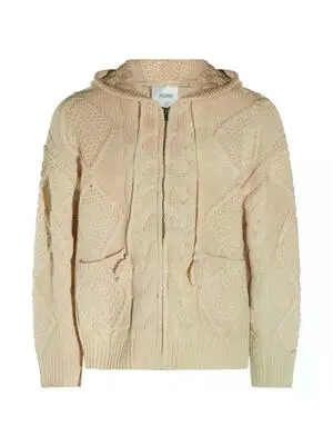 FOUND Cable-knit Zip-up Hoodie With Tassels
