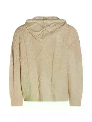 FOUND Cable-knit Zip-up Hoodie With Tassels