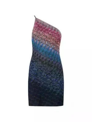 Missoni One-shoulder Zigzag-knit Mini Dress