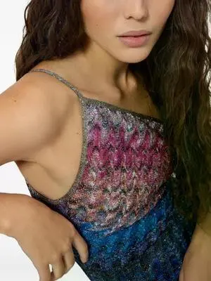 Missoni One-shoulder Zigzag-knit Mini Dress