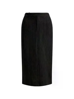 Ralph Lauren Chalk-stripe Linen Midi Skirt
