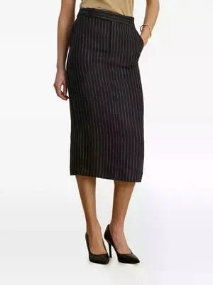 Ralph Lauren Chalk-stripe Linen Midi Skirt