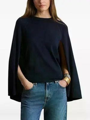 Ralph Lauren Navy Cape Overlay Crew-neck Sweater - Blue