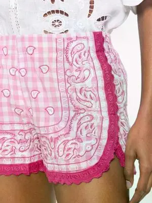 ORSINA Gingham Paisley-print Shorts