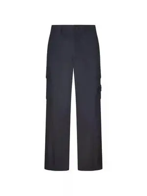 Stone Island Wide-leg Logo Patch Cargo Pants - Black