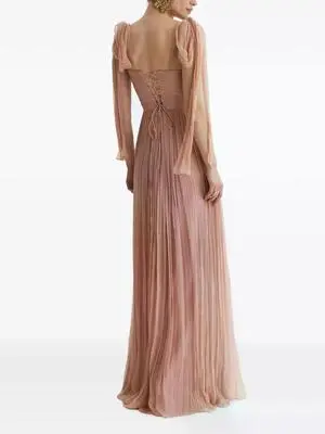 FRAMBOISE Tacoma Pleated Silk Maxi Dress