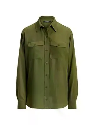 Ralph Lauren Relaxed Fit Georgette Shirt With Pocket Detail - Green