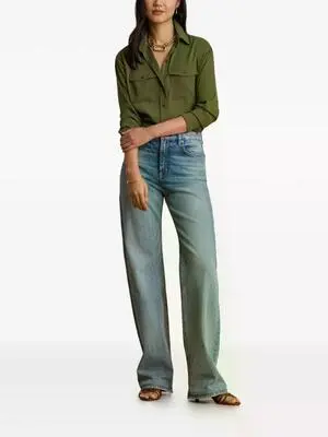 Ralph Lauren Relaxed Fit Georgette Shirt With Pocket Detail - Green