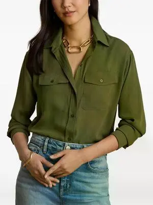 Ralph Lauren Relaxed Fit Georgette Shirt With Pocket Detail - Green