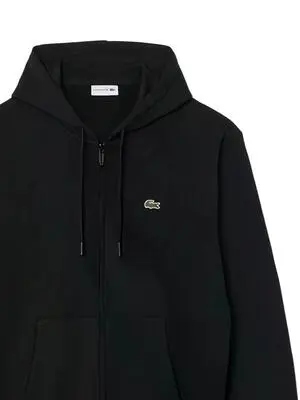 Lacoste Full Zip Hoodie With Logo - Black