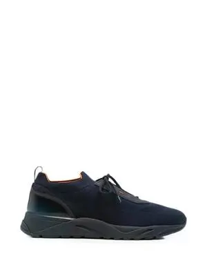 Santoni Flin Knit Sneakers With Leather Trim