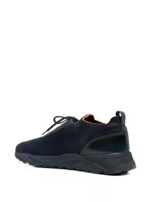Santoni Flin Knit Sneakers With Leather Trim