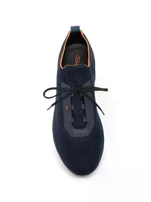 Santoni Flin Knit Sneakers With Leather Trim