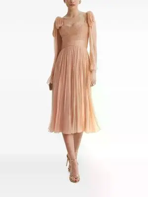 FRAMBOISE Floyd Pleated Silk Midi Dress