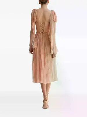 FRAMBOISE Floyd Pleated Silk Midi Dress