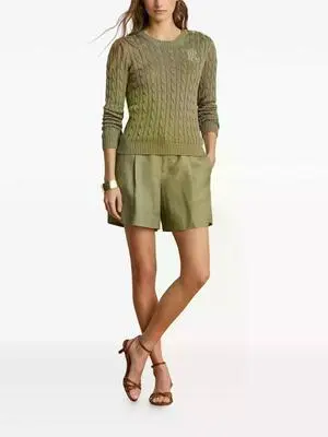 Ralph Lauren Button-trim Cable-knit Sweater - Green