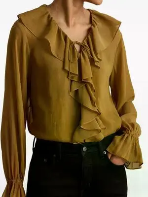 Ralph Lauren Ruffled Crinkle Blouse