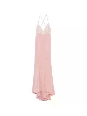 ALLURE Lace-panelled Side-slit Maxi Dress