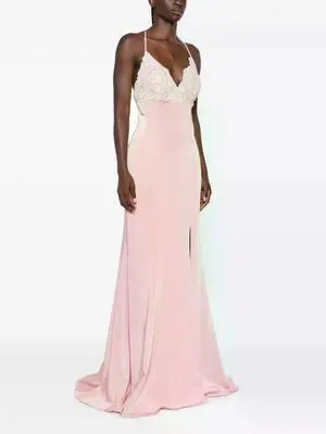 ALLURE Lace-panelled Side-slit Maxi Dress