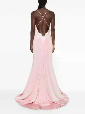 ALLURE Lace-panelled Side-slit Maxi Dress