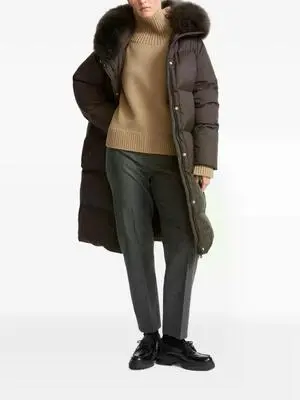 YVES SALOMON Quilted Coat With Shearling Trim