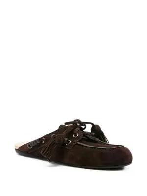 Miu Miu Tassel-detail Beaded Suede Mules