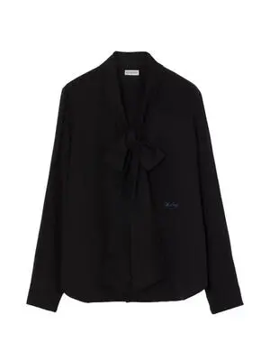 Burberry Silk Crepe De Chine Blouse With Scarf Detail