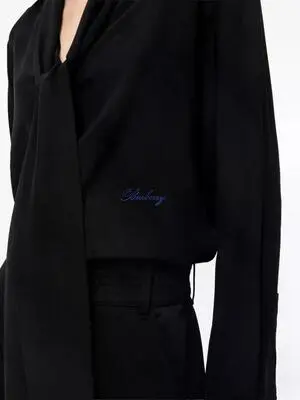 Burberry Silk Crepe De Chine Blouse With Scarf Detail
