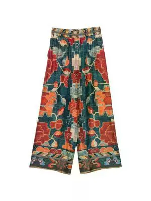 PIERRE-LOUIS MASCIA Geometric Print Wide-leg Trousers - Green